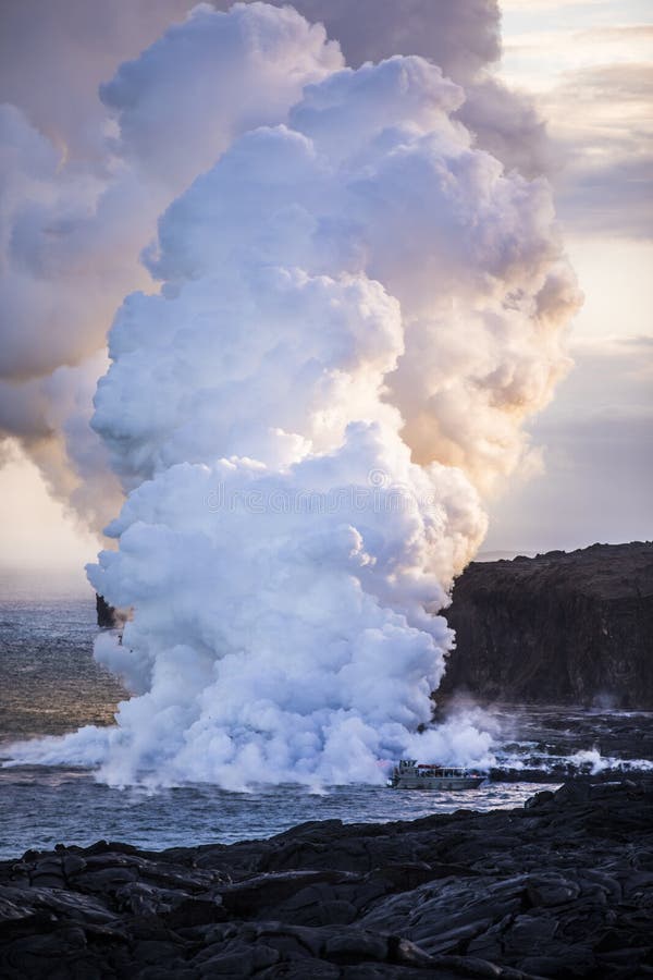Lava Flowing from Volcano Panoramic Stock Photo - Image of melt ...