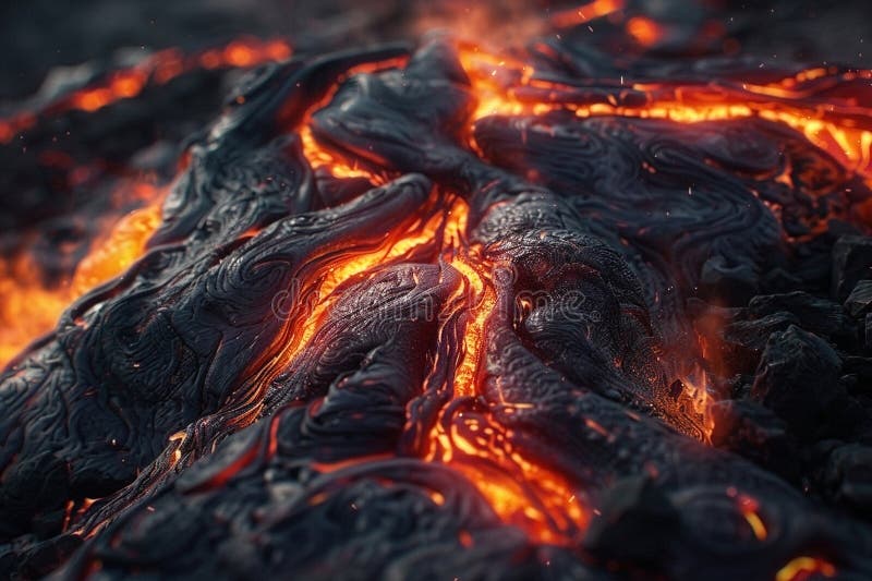 Lava Flows on Active Volcano Ai Photo Stock Illustration - Illustration ...