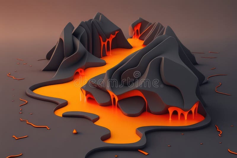 Lava Flows, Covering Everything in Its Path,, Concept, AI Generation ...