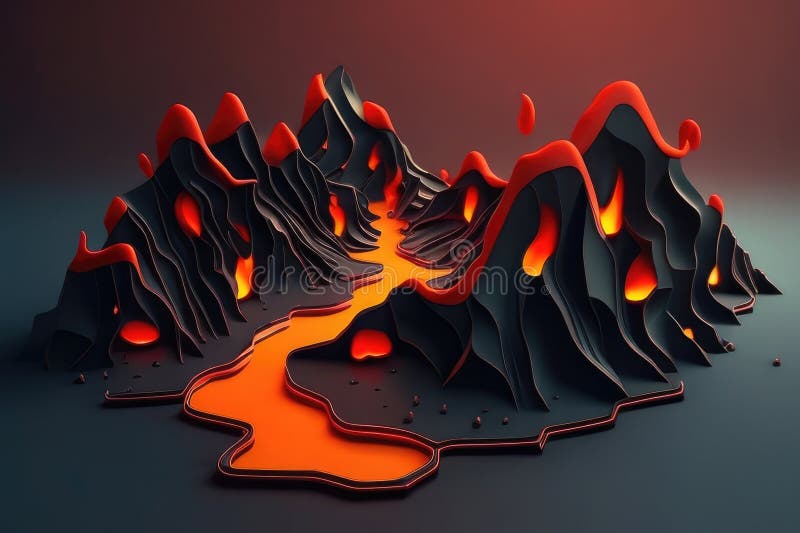 Lava Flows, Covering Everything in Its Path,, Concept, AI Generation ...
