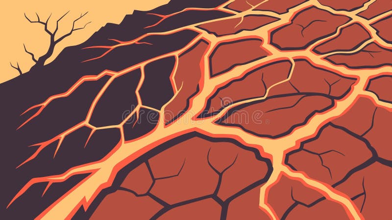 Lava Ground Texture, Volcanic Landscape and Earth Surface Vector Design ...