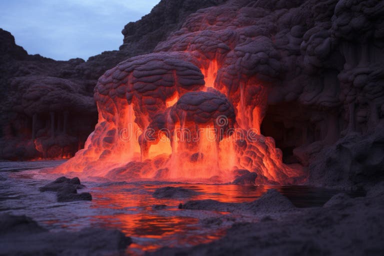 Lava Lake Boiling, Creating Unique Rock Formations Stock Photo - Image ...