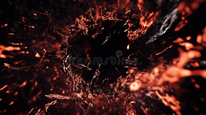 Lava-like Eruption with Glowing Embers and Dark Void Captured in High ...