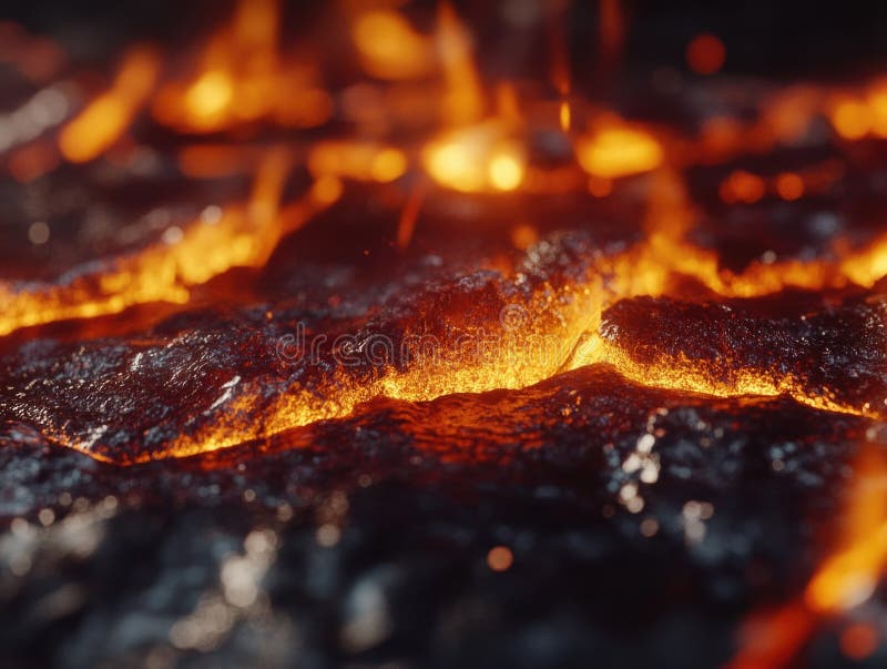 Lava-Like Textures and Bubbles on a Dark Background Stock Illustration ...