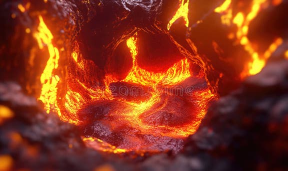 A Lava Pit with a Fire in the Middle Stock Photo - Image of geology, photorealistic: 366893534