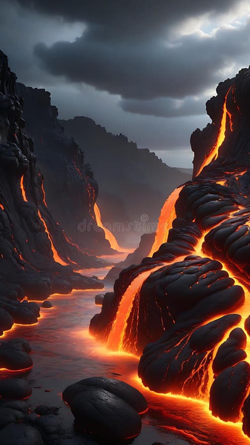 Lava Rain Cycle Where Molten Rock Evaporates 2 Stock Illustration ...