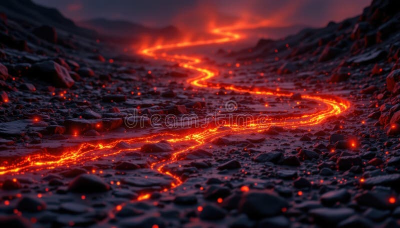 Lava River Gradient in Deep Charcoal and Glowing Crimson, Fluid Motion ...