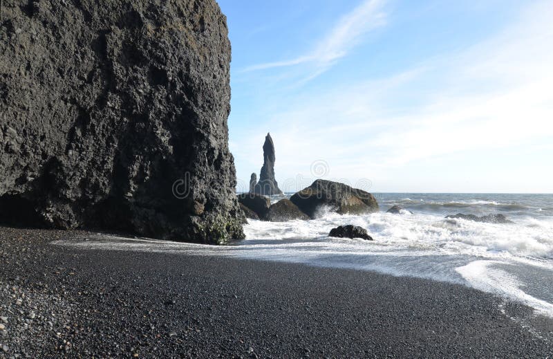 Lava Rock on Vik`s Black Sand Beach in Iceland Stock Image - Image of ...