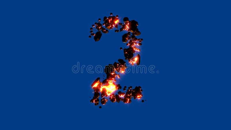 Lava Rocks Alphabet - Shining Red Number 2, Isolated - Object 3D ...