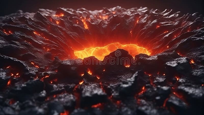 Lava Rocks Melting Into The Molten Lava And Sinking Away Ai Created Stock Illustration