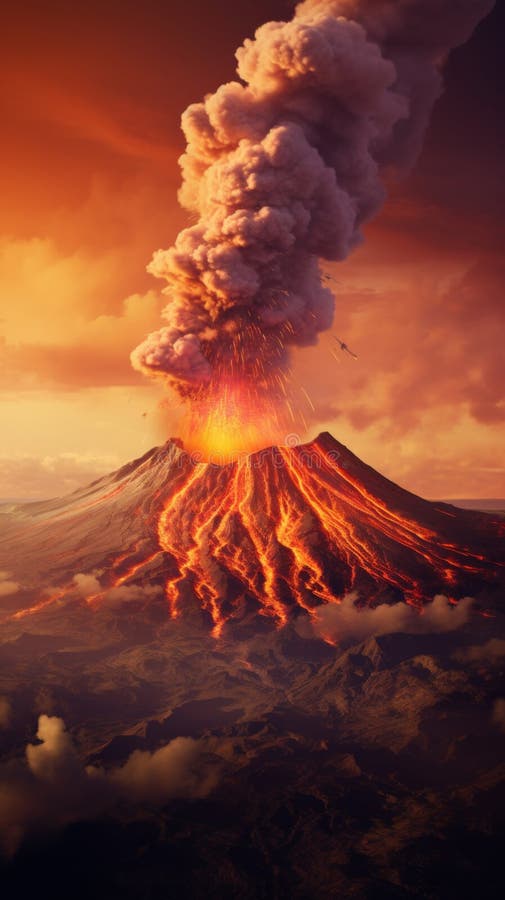 Lava Running Down the Mountain. Vertical Orientation Stock Image ...