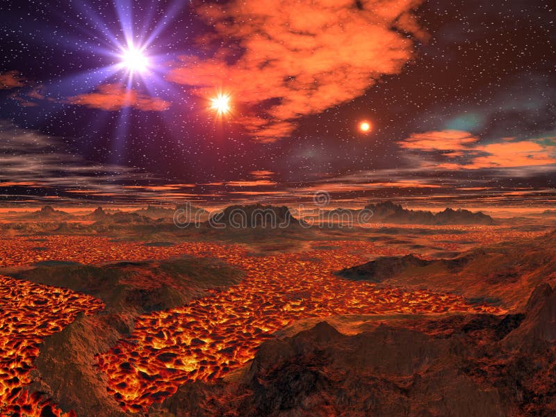 Lava Sea on Alien Planet stock illustration. Illustration of future ...