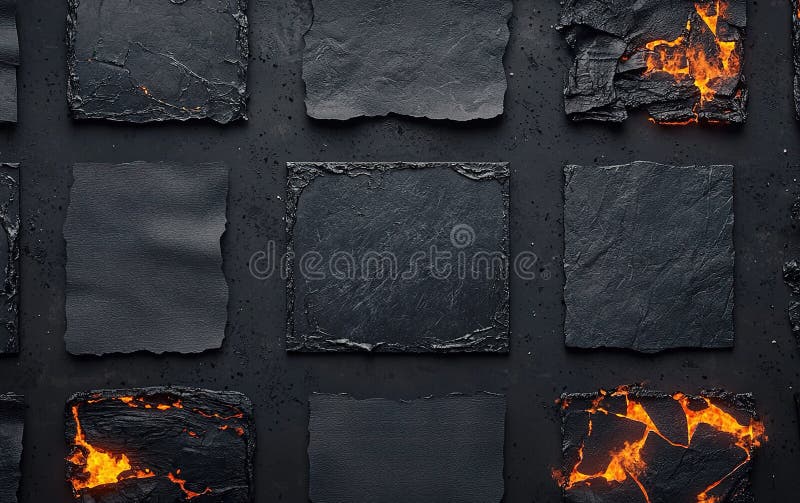 Lava Stones Arranged in a Geometric Pattern Showcasing Heat and Texture ...