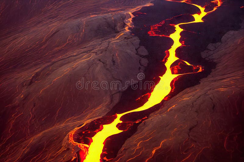 Lava Texture Flowing from Burning Volcano Down Mountain Stock Image ...