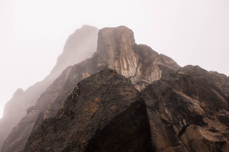 Lava Tower Top View with Fog, Kilimanjaro Stock Photo - Image of stone ...