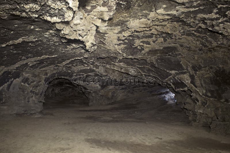 Lava Tube Cave Interior and Exit Passage Holes Stock Image - Image of ...