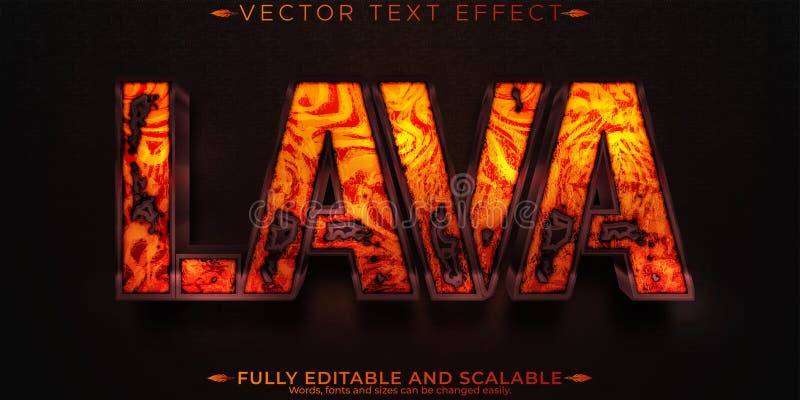 Lava Volcano Text Effect, Editable Hot and Magma Text Style Stock ...