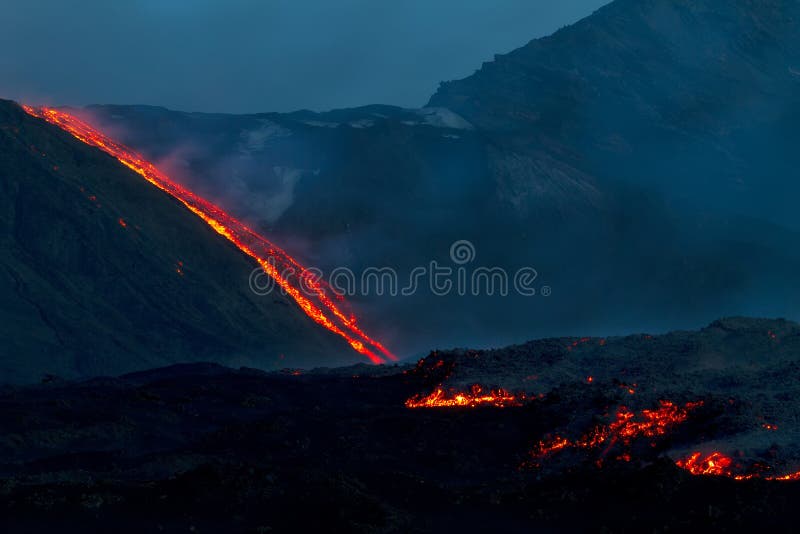 Lava waterfall stock image. Image of disaster, bright - 81642789