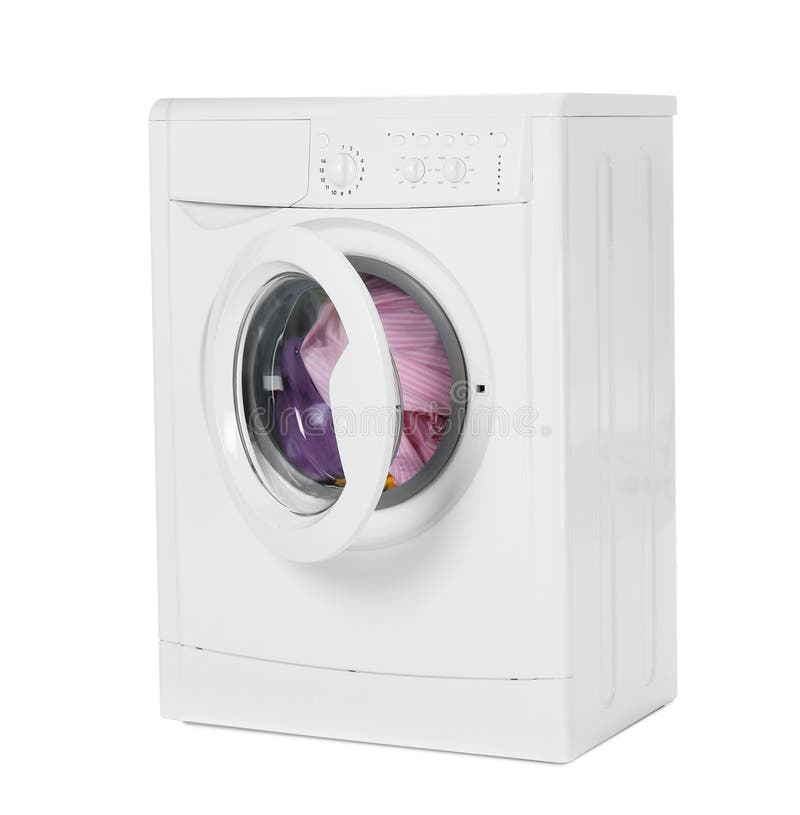 Lavadora Moderna Con Lavadora Aislada En Blanco Foto de archivo ...