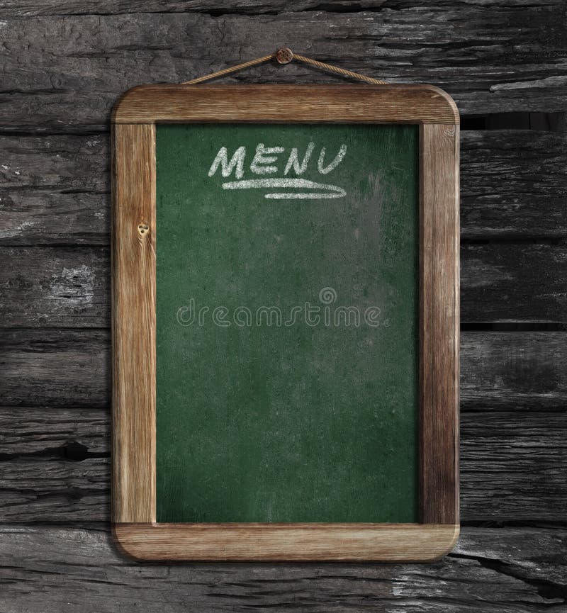 Vista Superiore Della Lavagna Del Menu Sulla Tavola Con Il Piatto ...