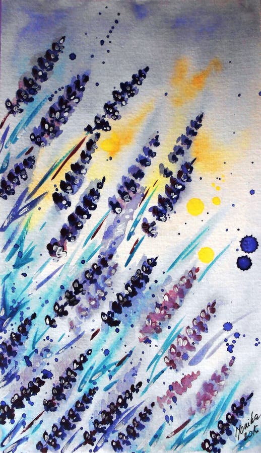 Lavanda, Tecnica Dell'acquerello Illustrazione di Stock - Illustrazione ...