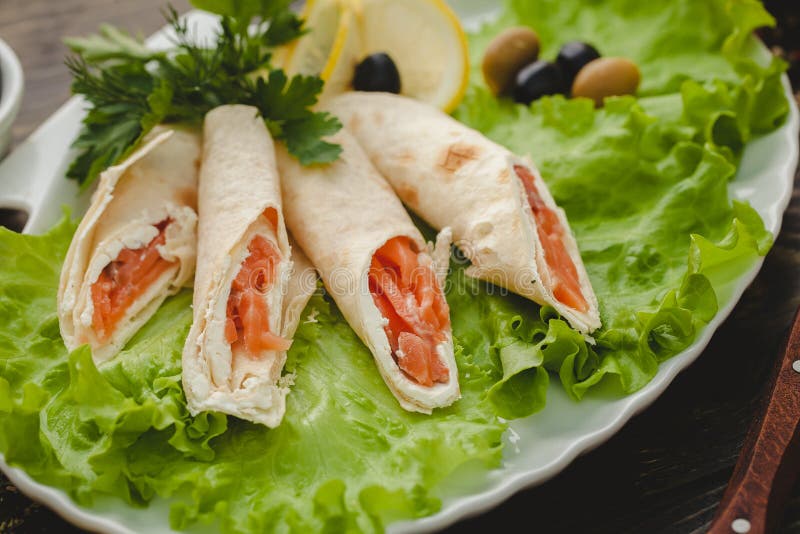 Lavash rolls stock image. Image of lettuce, dish, meal - 72358237