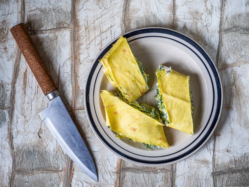 Lavash Rolls with Vegetables and Herbs on a Light Plate and a Kitchen ...
