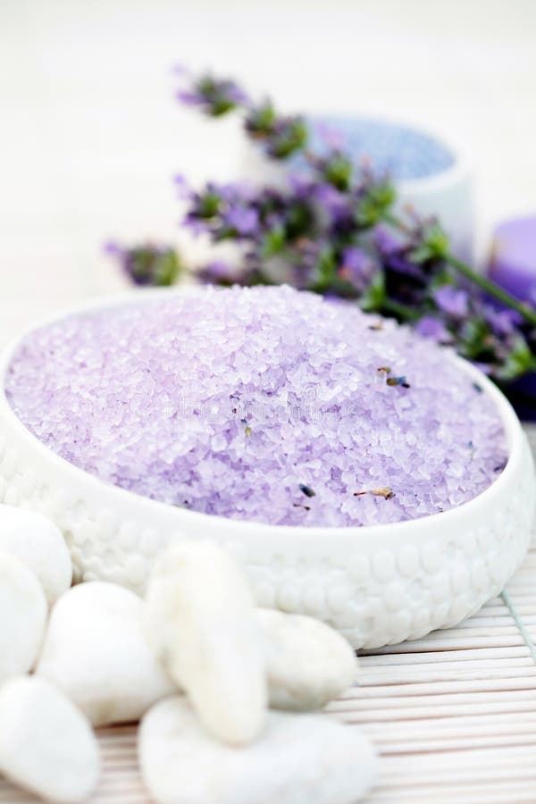 Lavender bath salt stock photo. Image of salt, flower - 10656350