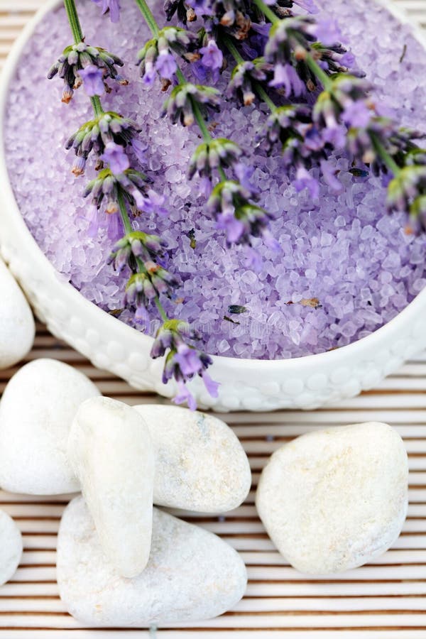 Lavender bath salt stock image. Image of care, bath, herbal - 10656401