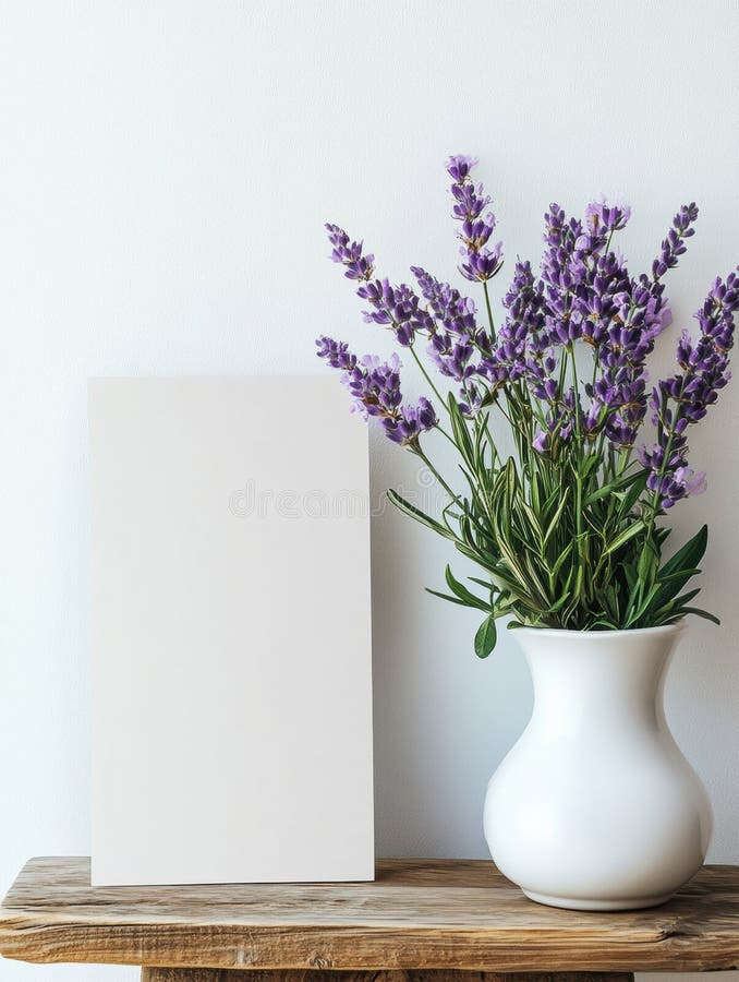 Stylish Display of Lavender Flowers Next To an Empty Mock Up for Text ...
