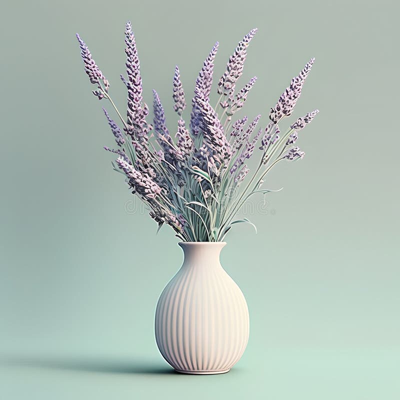 Lavender Bouquet in a Vase. 3d Rendering Stock Illustration ...