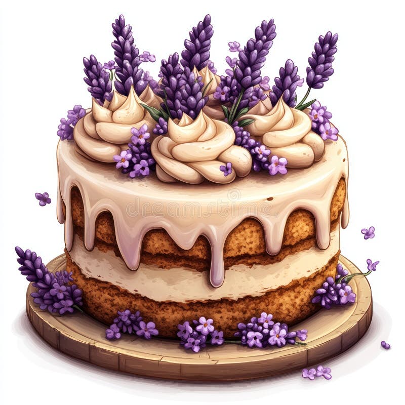 Lavender Cake Illustration stock illustration. Illustration of flowers ...