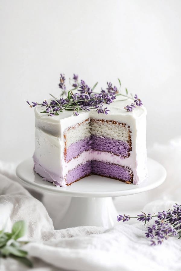 Lavender Cake Topped with Fresh Lavender Stock Illustration ...