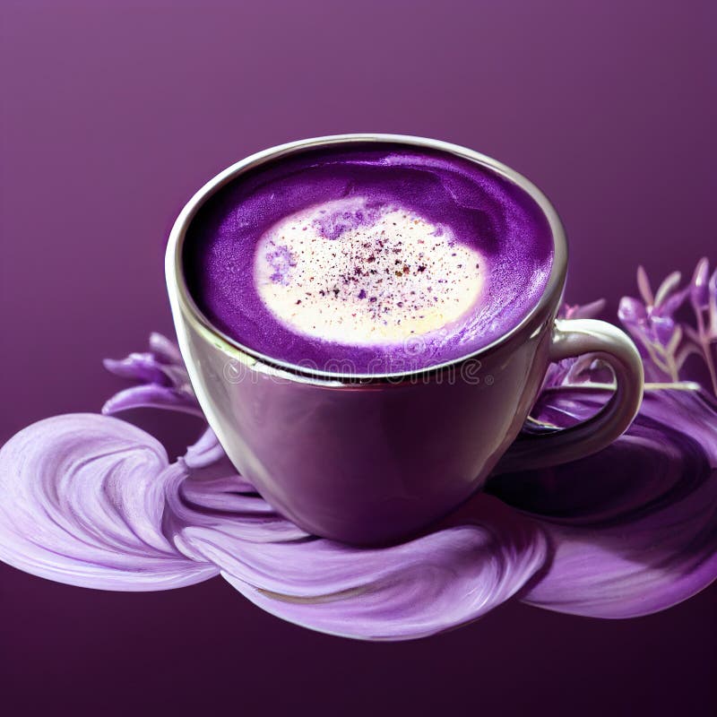 Lavender Cappuccino Cafe Coffee Cup. Digital Illustration Stock ...