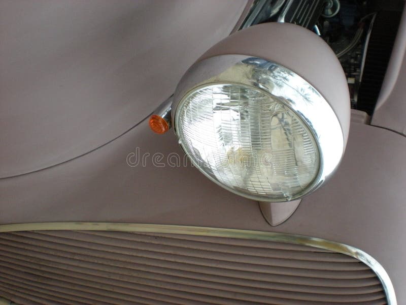 Lavender Classic Car Headlight and Partial Grill Stock Image - Image of ...
