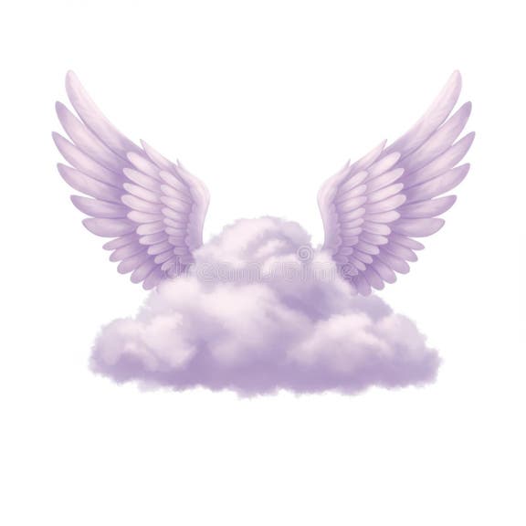 Lavender Cloud with Soft Wings Stock Illustration - Illustration of angelic, airy: 386910900