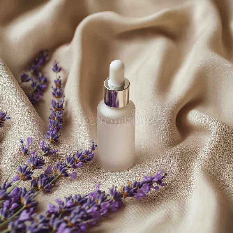 Lavender Cosmetic Product on Satin Background. 3d Render Stock ...