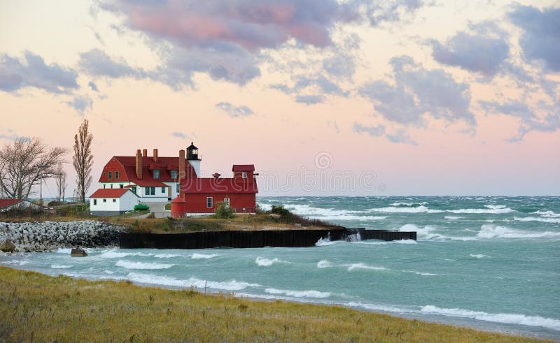 Lavender Dawn Point Betsie Lighthouse , Michigan Stock Image - Image of ...
