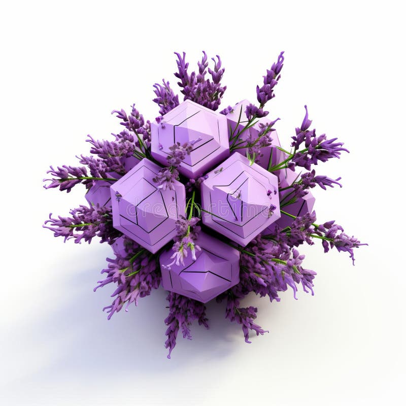 Lavender Dodecahedron Geometric Shapes on White Isolated Background ...