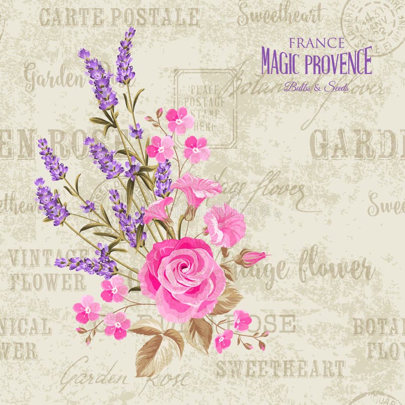 Lavender elegant card stock vector. Illustration of france - 65020594