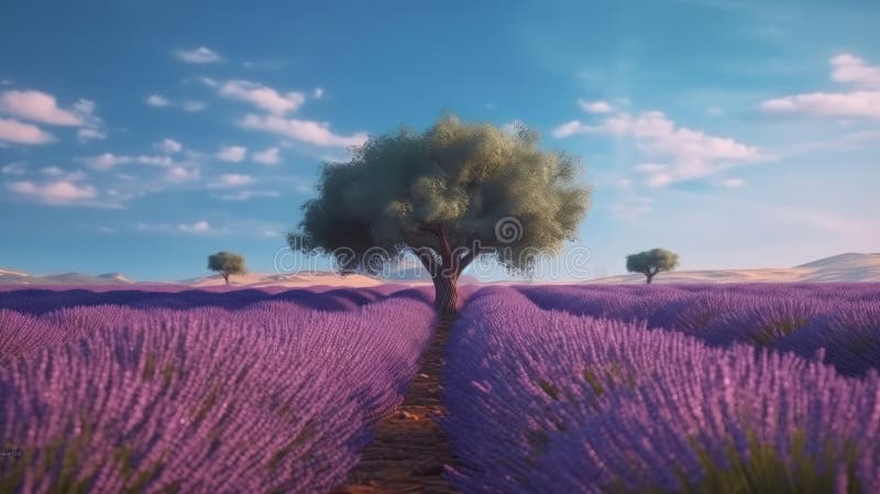 Lavender Field at Summer. Generative Ai Stock Illustration ...
