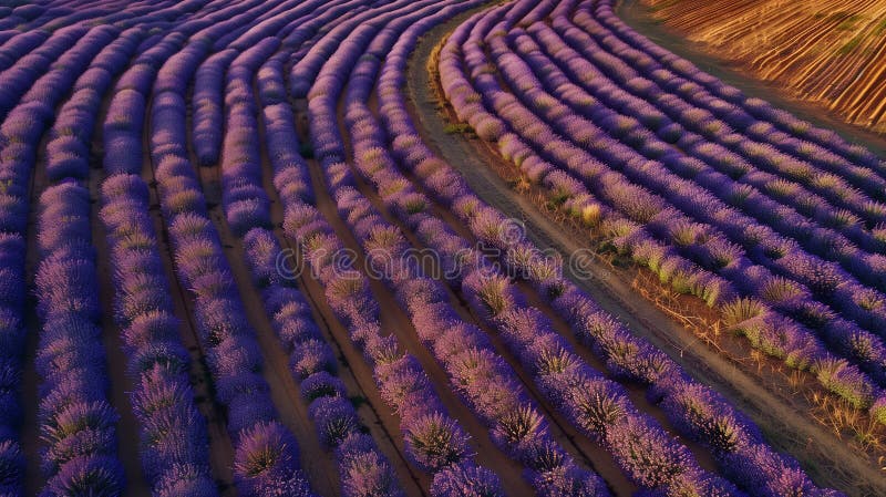 Lavender Field at Sunset in Full Frame View. Stock Photo - Image of ...