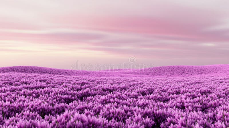 Vast Lavender Fields Under Serene Pastel Sky Sunset Stock Photos - Free ...