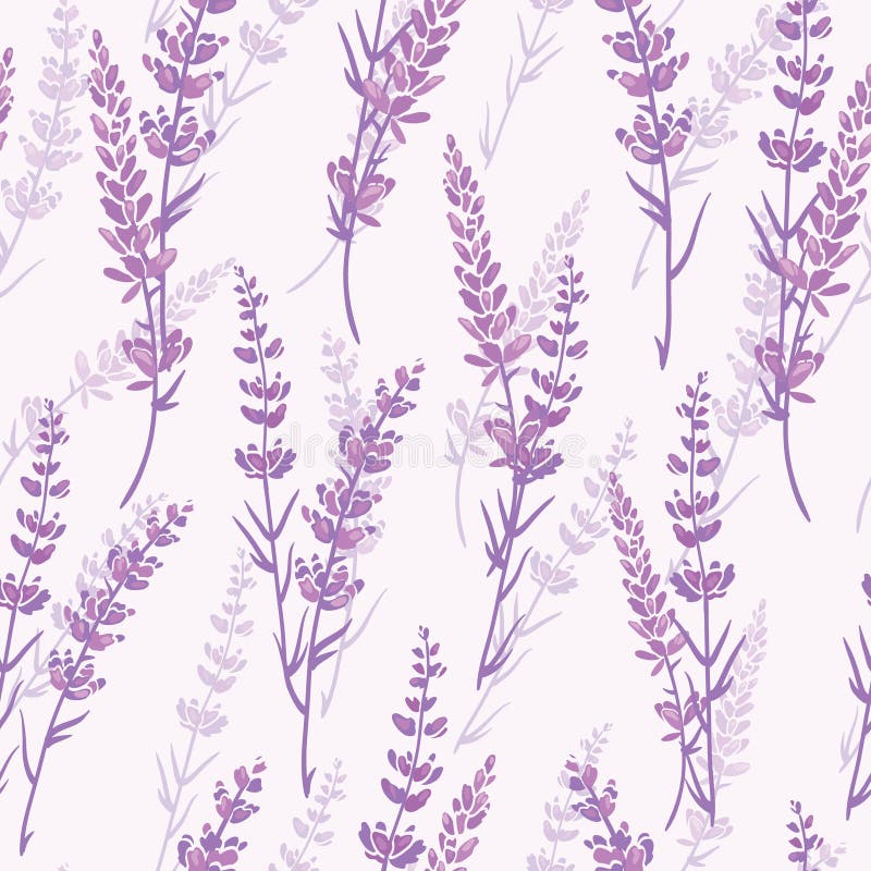 Lavender Floral Purple Vector Seamless Pattern. Stock Vector ...
