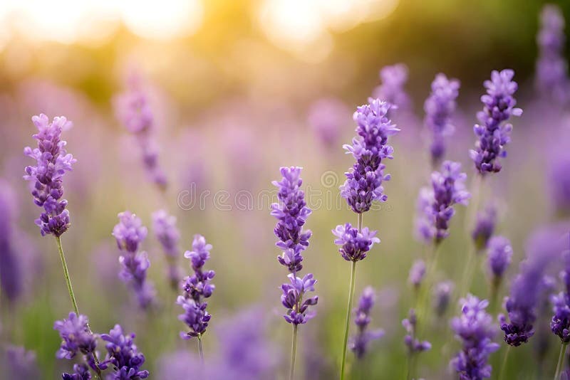 Lavender Flower on a Field, Blurred Natural Background. Stock ... Lavender Flower on a Field, Blurred Natural Background. Stock ...