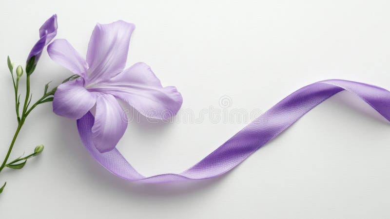 Lavender Flower and Ribbon on White Background Stock Illustration ...