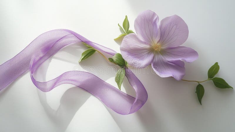 Lavender Flower with Sheer Ribbon on White Background Stock ...