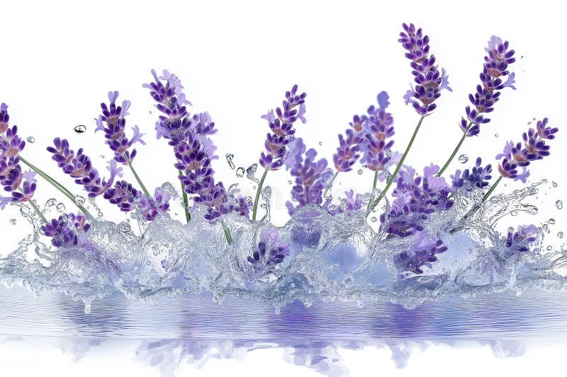 Lavender Flowers Creating a Big Splash of Water Stock Illustration ...