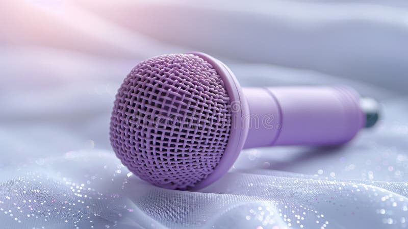 Lavender Microphone on White Sparkly Fabric Stock Image - Image of ...
