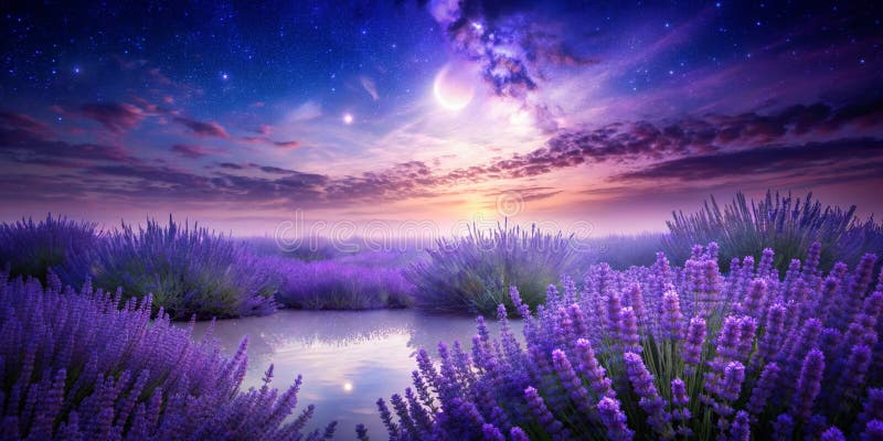 Lavender and Midnight Violet Merging into a Tranquil Twilight ...